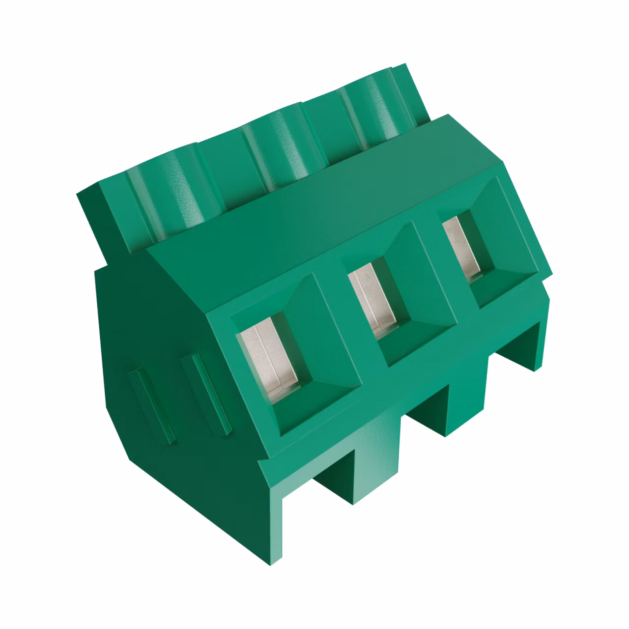 5.00mm Pitch Eurostyle 45° Angle PCB Header, Open Ends, 3 Circuits, Green