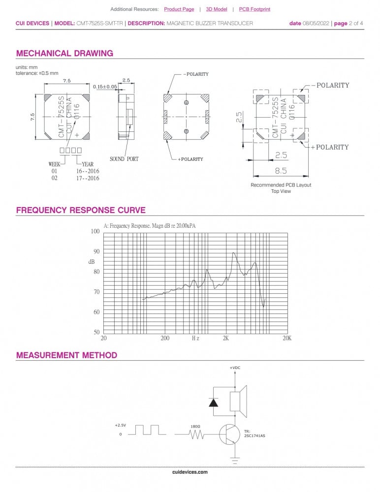 CMT-7525S-SMT-TR datasheet page 2