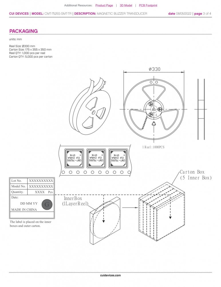 CMT-7525S-SMT-TR datasheet page 3