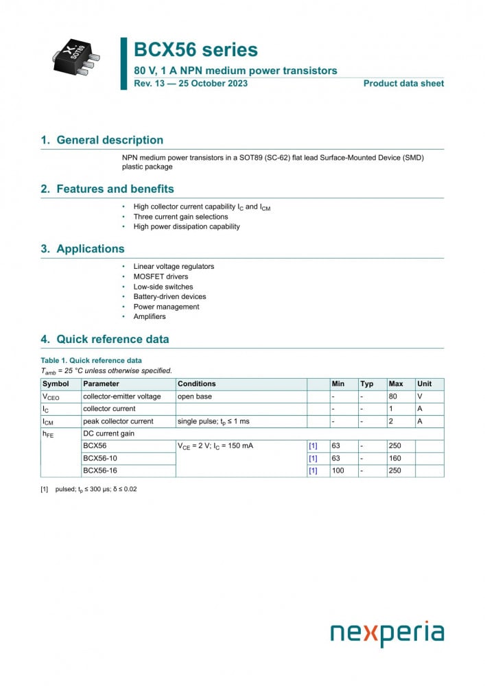 BCX56-16,115 datasheet page 1