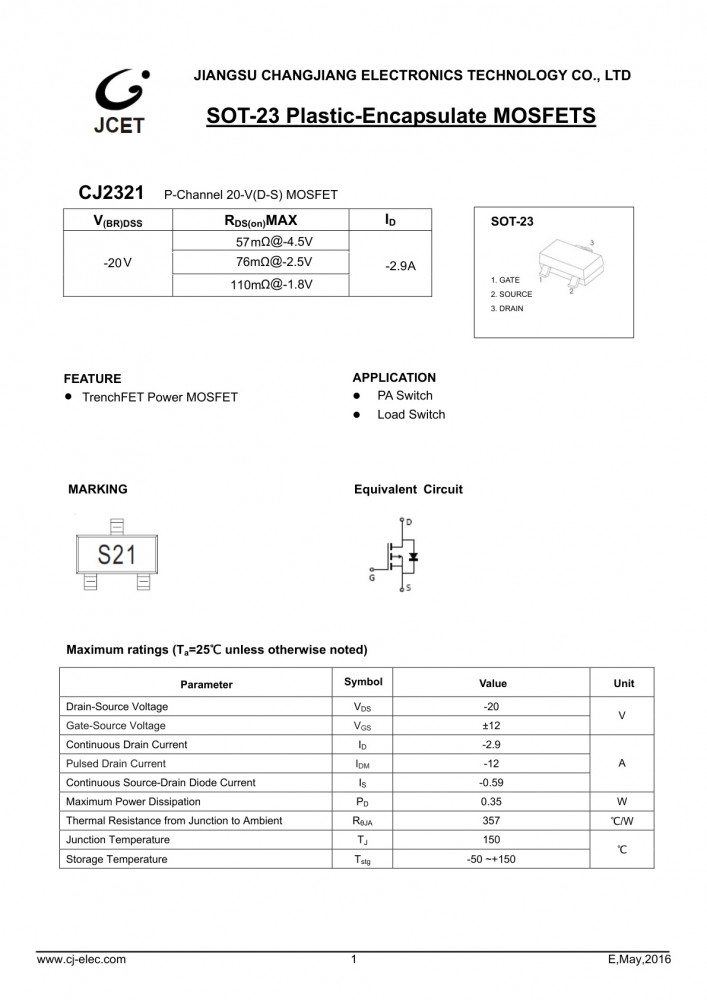 CJ2321 datasheet page 1
