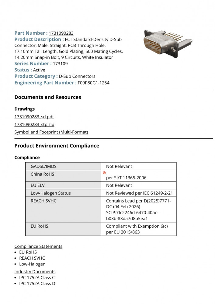 MOLEX 1731090283 product drawing page 1
