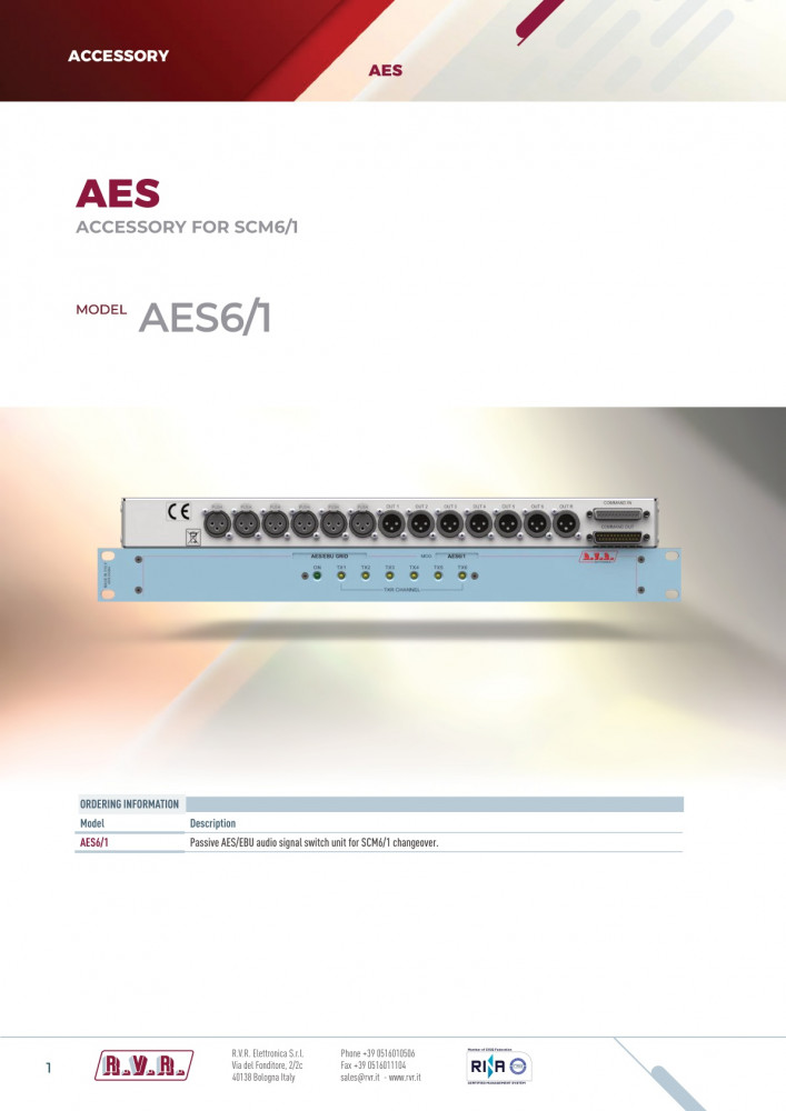 AES6/1 product documentation page 1