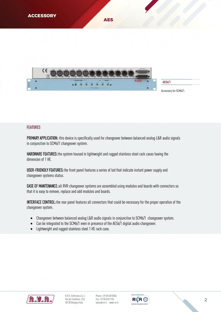 AES6/1 product documentation page 2
