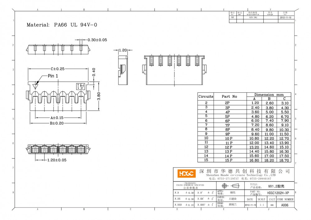 HDGC1202H series mechanical drawing