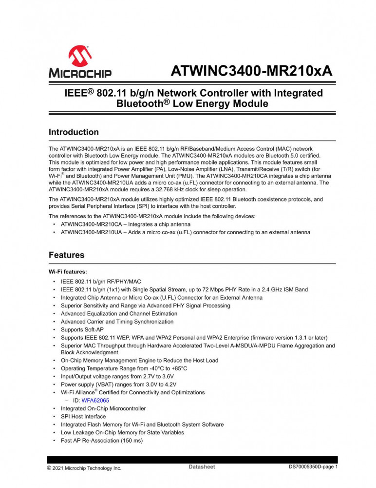 ATWINC3400 document page 1