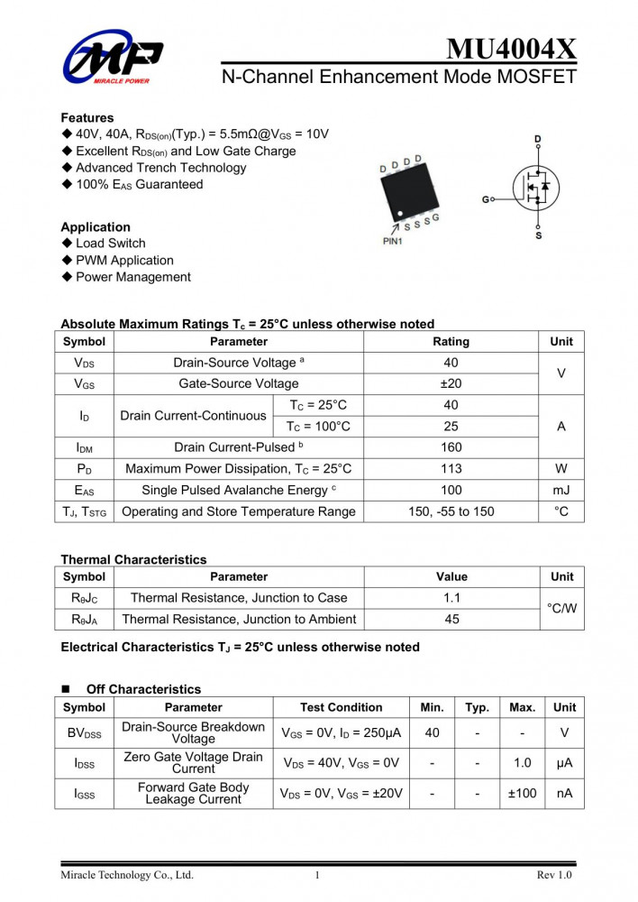 MU4004X datasheet page 1