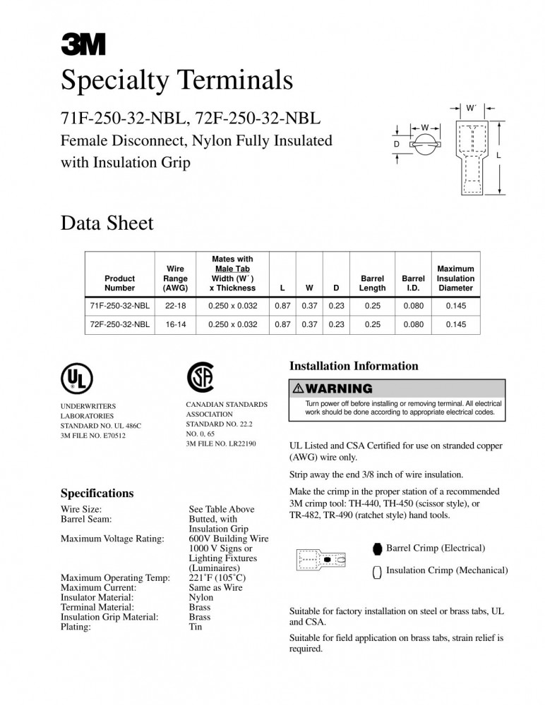 3M 71F-250-32-NBL datasheet page 1