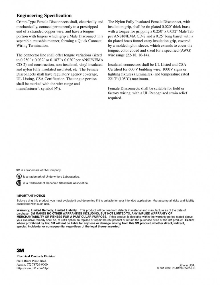 3M 71F-250-32-NBL datasheet page 2