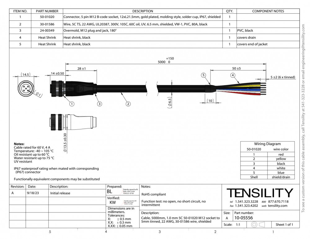 Technical drawing for Tensility International part 10-05556