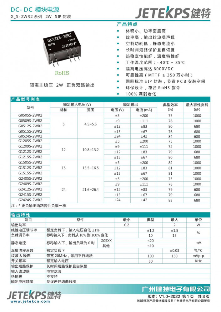 JETEKPS G2415S-2WR2 datasheet page 1