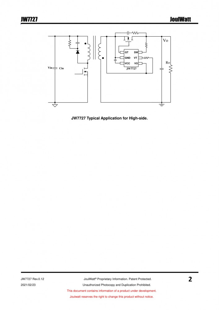 JW7727 datasheet page 2