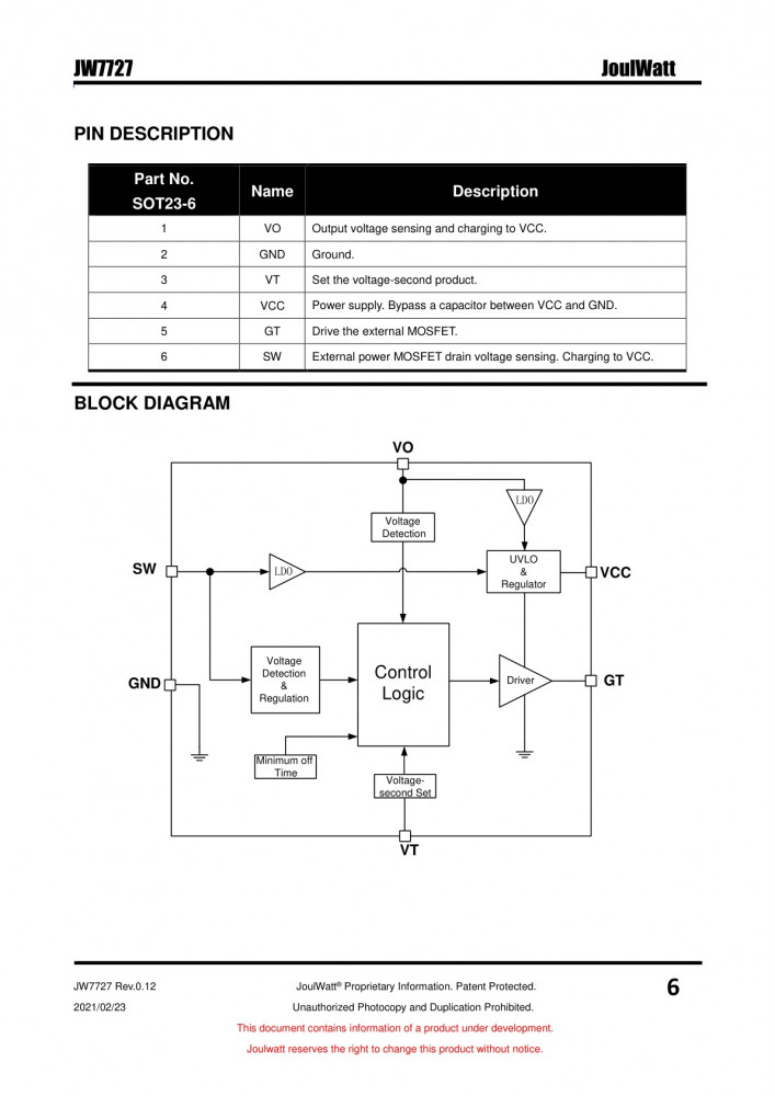 JW7727 datasheet page 6