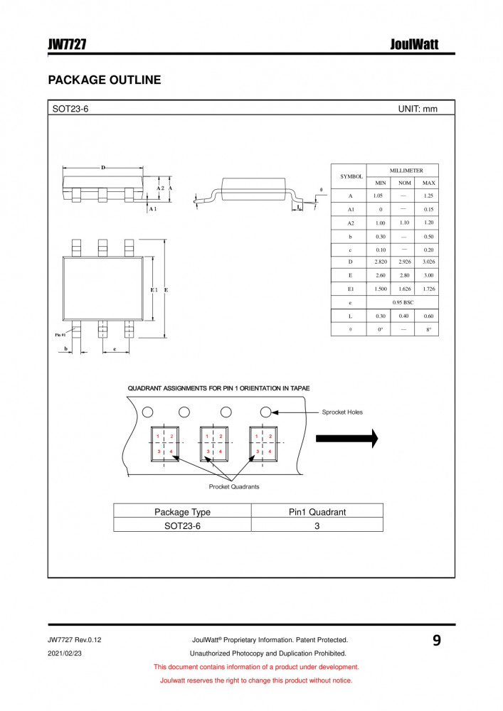 JW7727 datasheet page 9