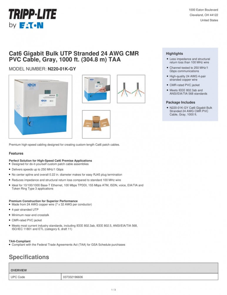 N220-01K-GY technical document page 1
