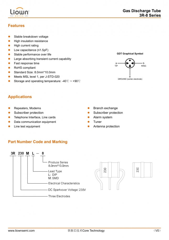 Liown 3R230MM-8 datasheet page 1