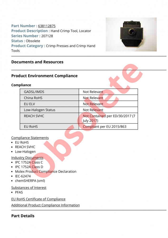 Technical document image 1 for Molex part 638112875