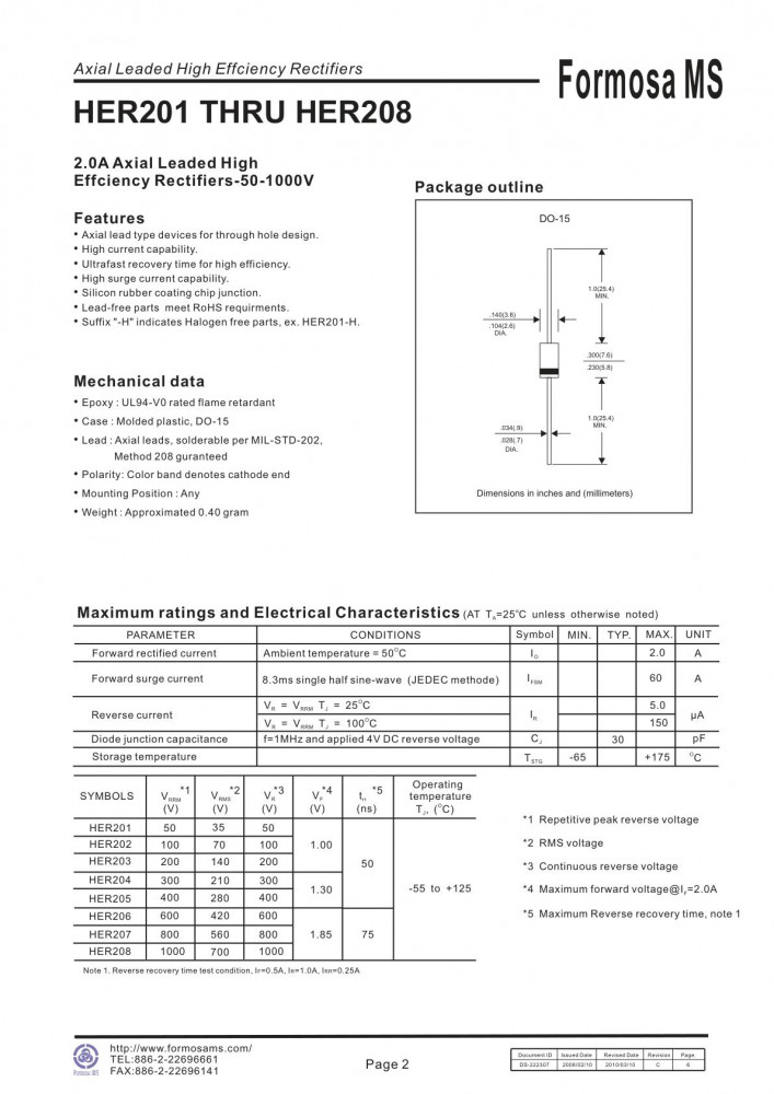 HER206 datasheet page 2