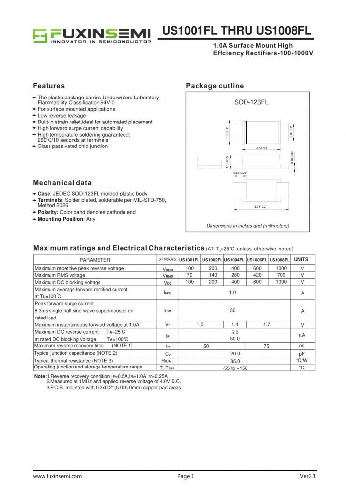 US1008FL datasheet page 1