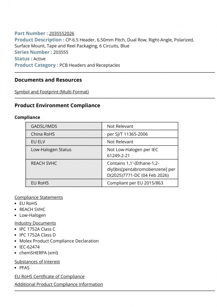 Technical document page 1 for product 2035552026