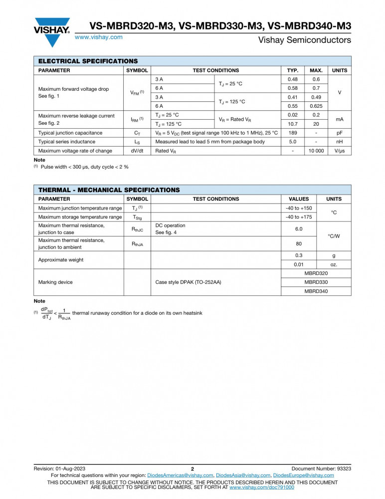 VS-MBRD3 datasheet page 2