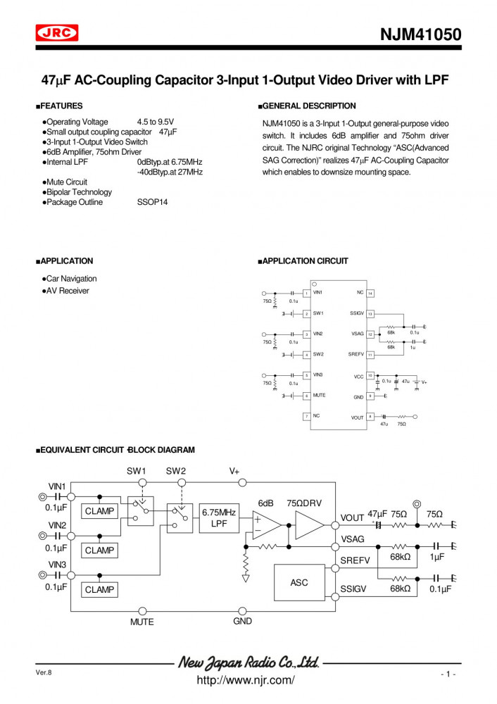 NJM41050 datasheet page 1