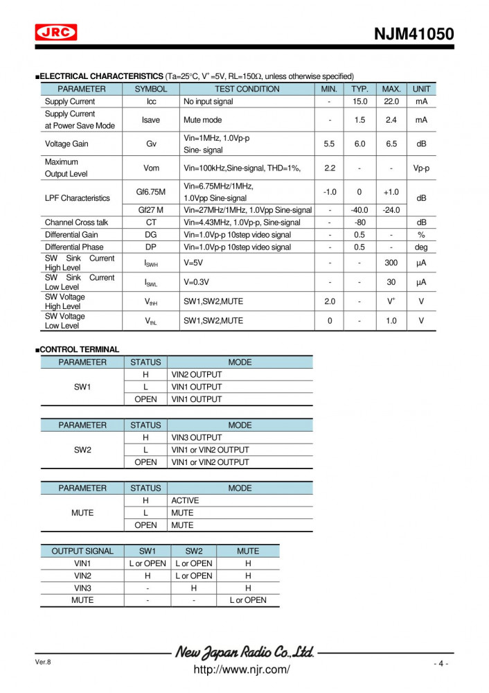 NJM41050 datasheet page 4