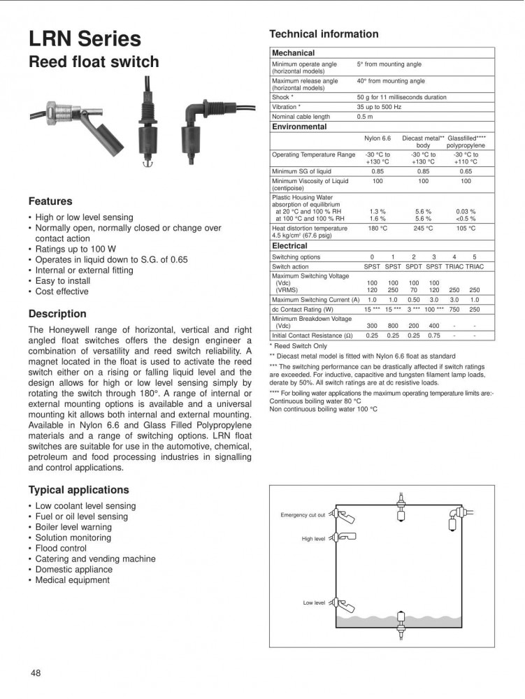 Honeywell LRNH31S41 technical document page 1