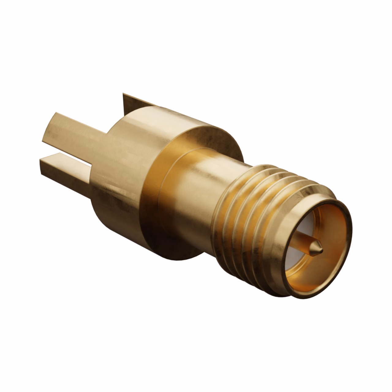 SMA Jack, Reverse Polarity, Straight, PCB Receptacle, Edge Mount, Overall Length 18.84mm, Brass Body, Gold (Au) Plated, 50 Ohms for sale