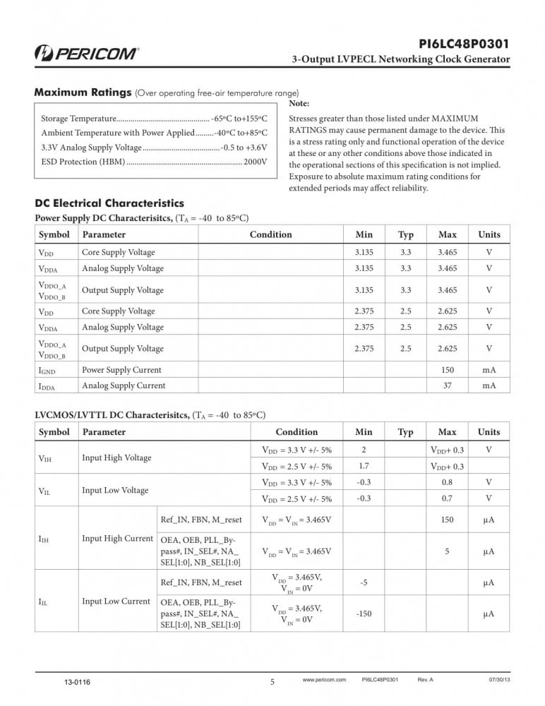 PI6LC48P0301LEX datasheet page 5