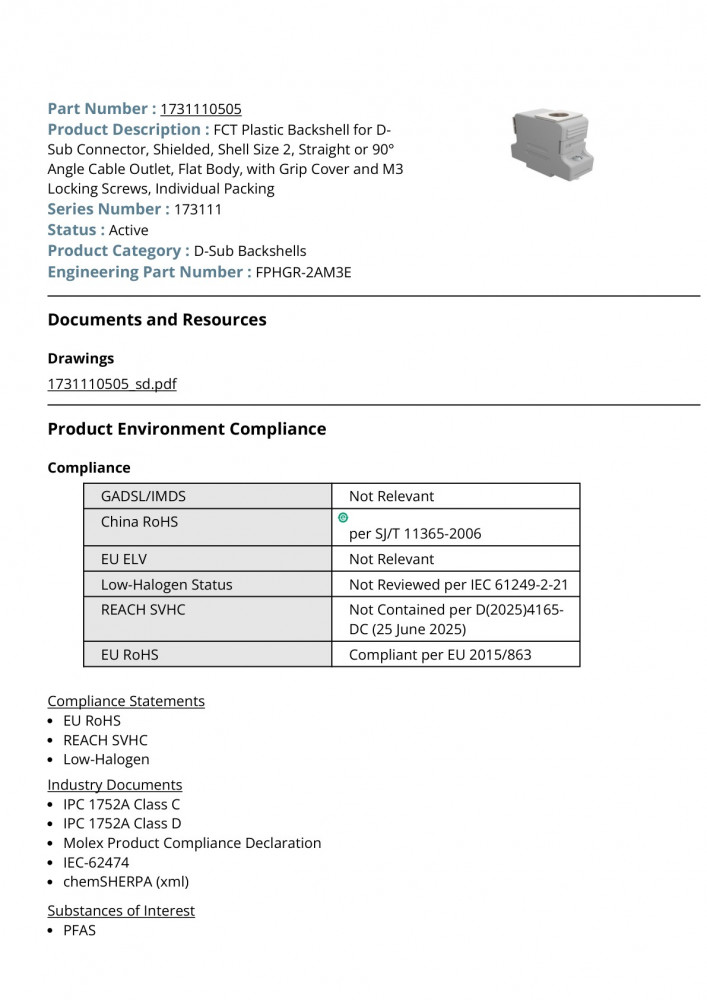 MOLEX 1731110505 drawing page 1