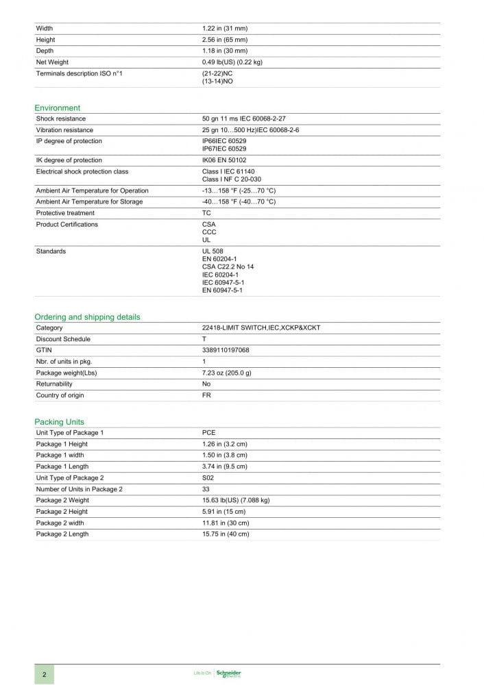 XCKD21H0P16 technical document page 2