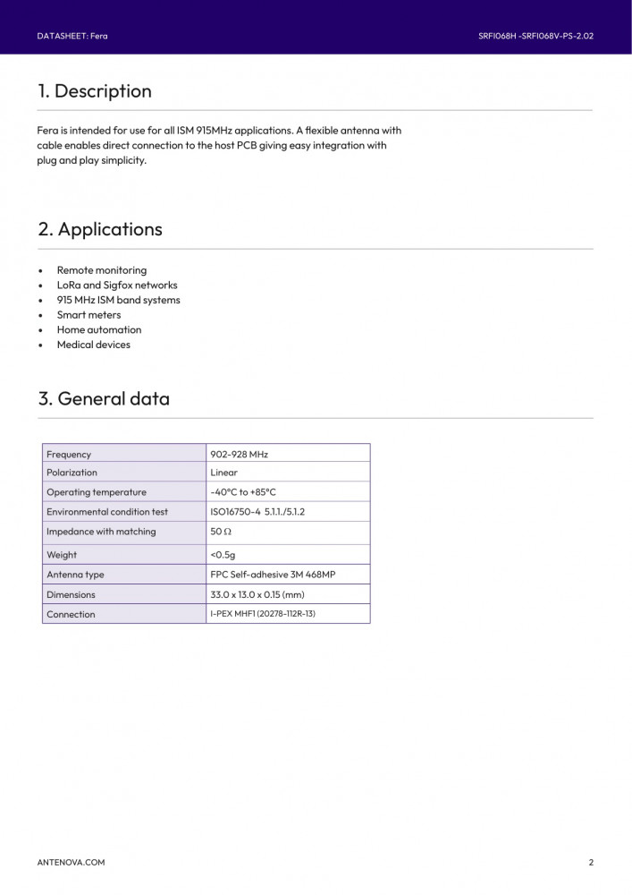 Fera datasheet page 2