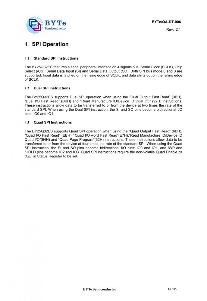 BY25Q32ES datasheet page 10