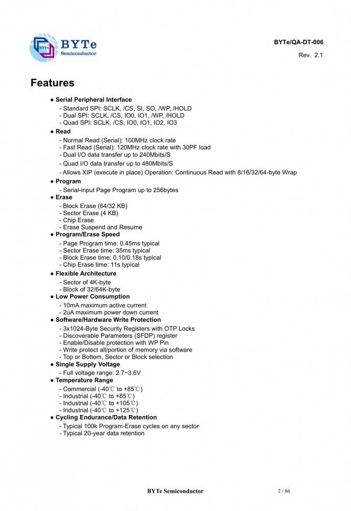 BY25Q32ES datasheet page 2