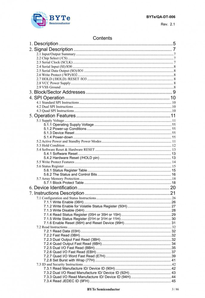 BY25Q32ES datasheet page 3