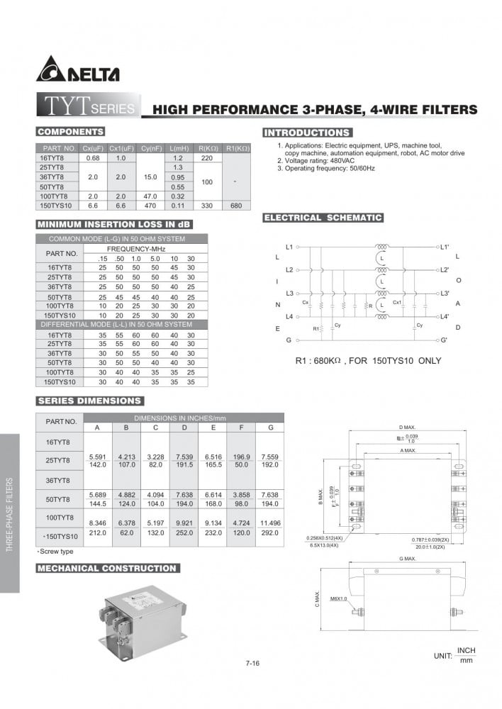 DELTA 25TYT8 datasheet page 1