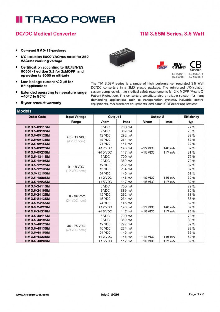 TIM 3.5SM datasheet page 1