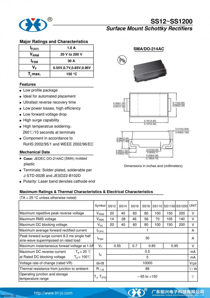 JUXING SS14 datasheet page 1