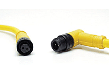 M12 Signal, C-Coded, Double-Ended Cordset, 5 Poles, Male (90°) to Female (90°), 22 AWG, Yellow Shielded PVC Cable, Yellow Overmold, 0.91m (3.0') Length