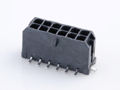 Micro-Fit 3.0 Vertical Header, 3.00mm Pitch, Dual Row, 12 Circuits, with  Solder Tab, 0.76µm Gold Plating, Glow-Wire Capable, Black, Tape and Reel for sale