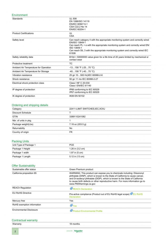 XCSD3702G13 technical document page 2