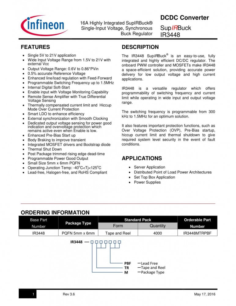IR3448 datasheet page 1