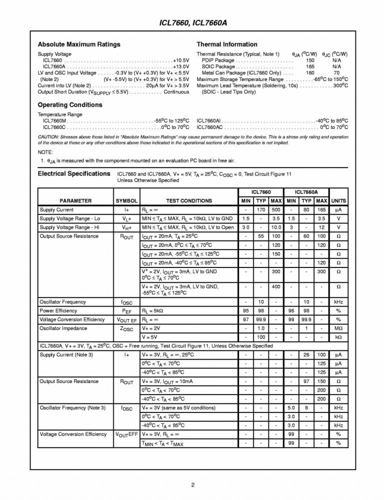 ICL7660 datasheet page 3