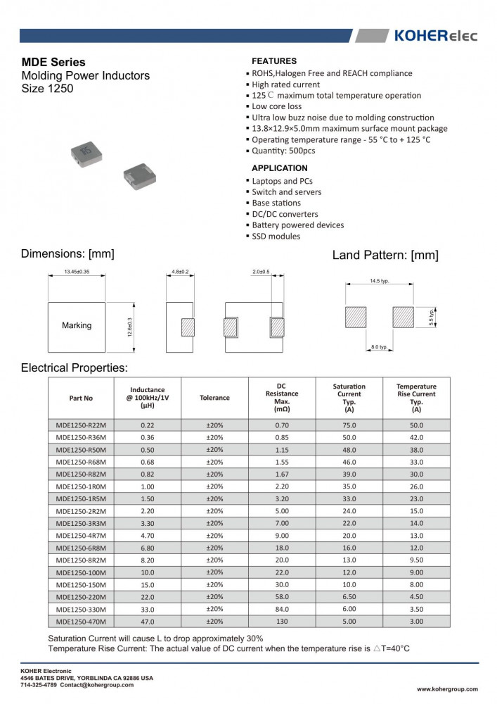 MDE1250-8R2M technical document page 1