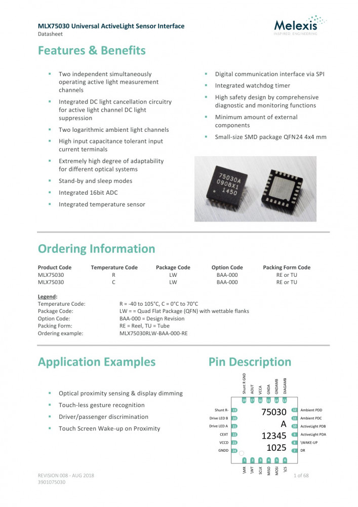 MLX75030 datasheet page 1