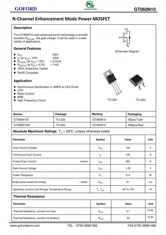 GT060N10T datasheet page 1