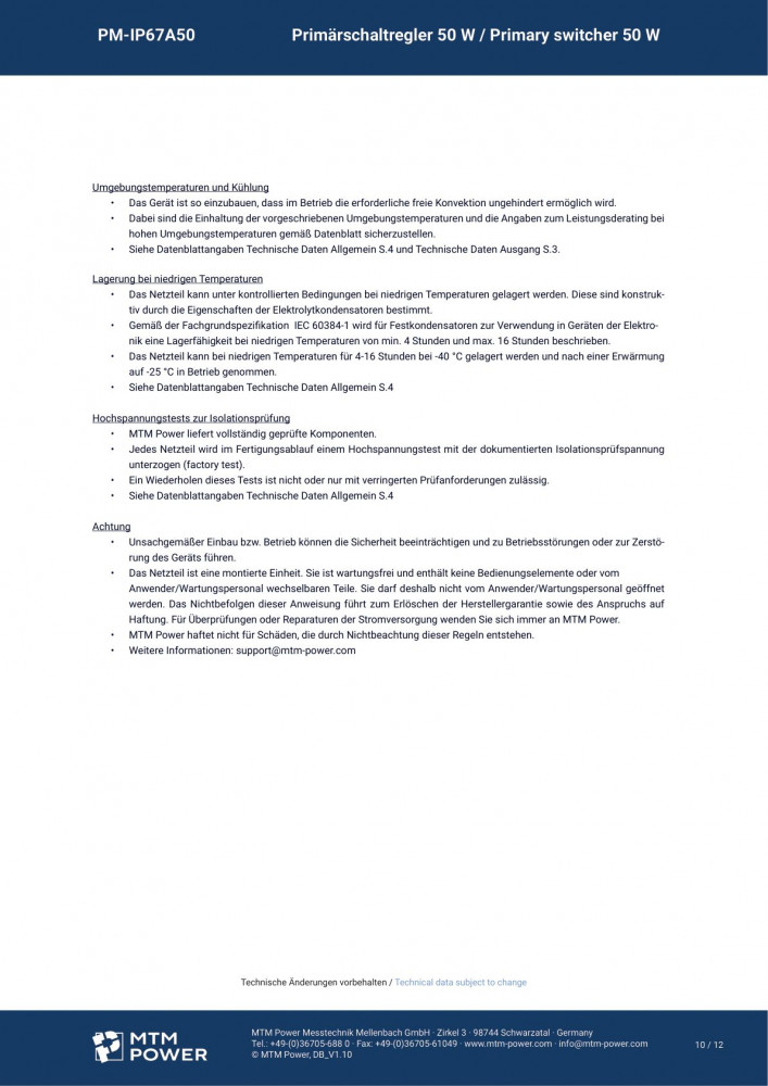 PM-IP67A50 datasheet page 10