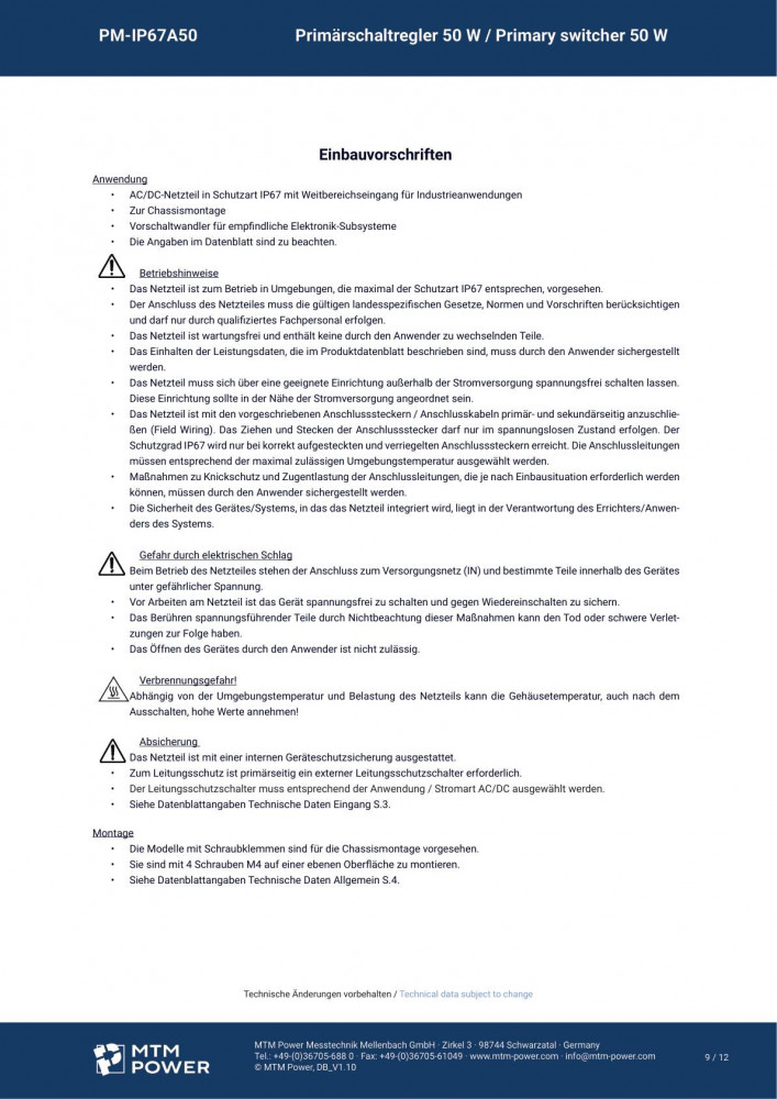 PM-IP67A50 datasheet page 9