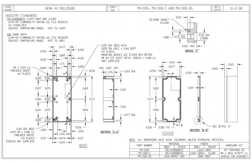 PN-1326 enclosure technical drawing